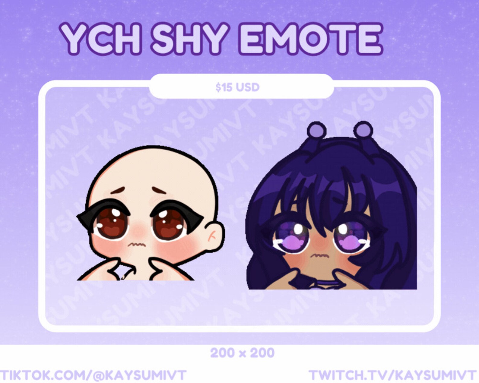 YCH Shy Cute Chibi Emotes - Twitch, Discord, Youtube | Kaysumivt - Etsy