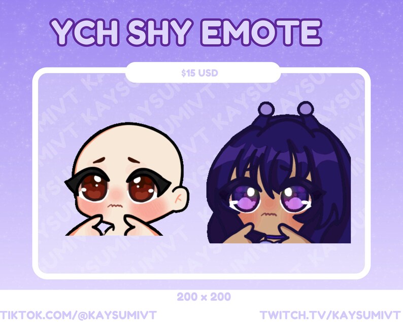 YCH Shy Cute Chibi Emotes - Twitch, Discord, Youtube | Kaysumivt - Etsy
