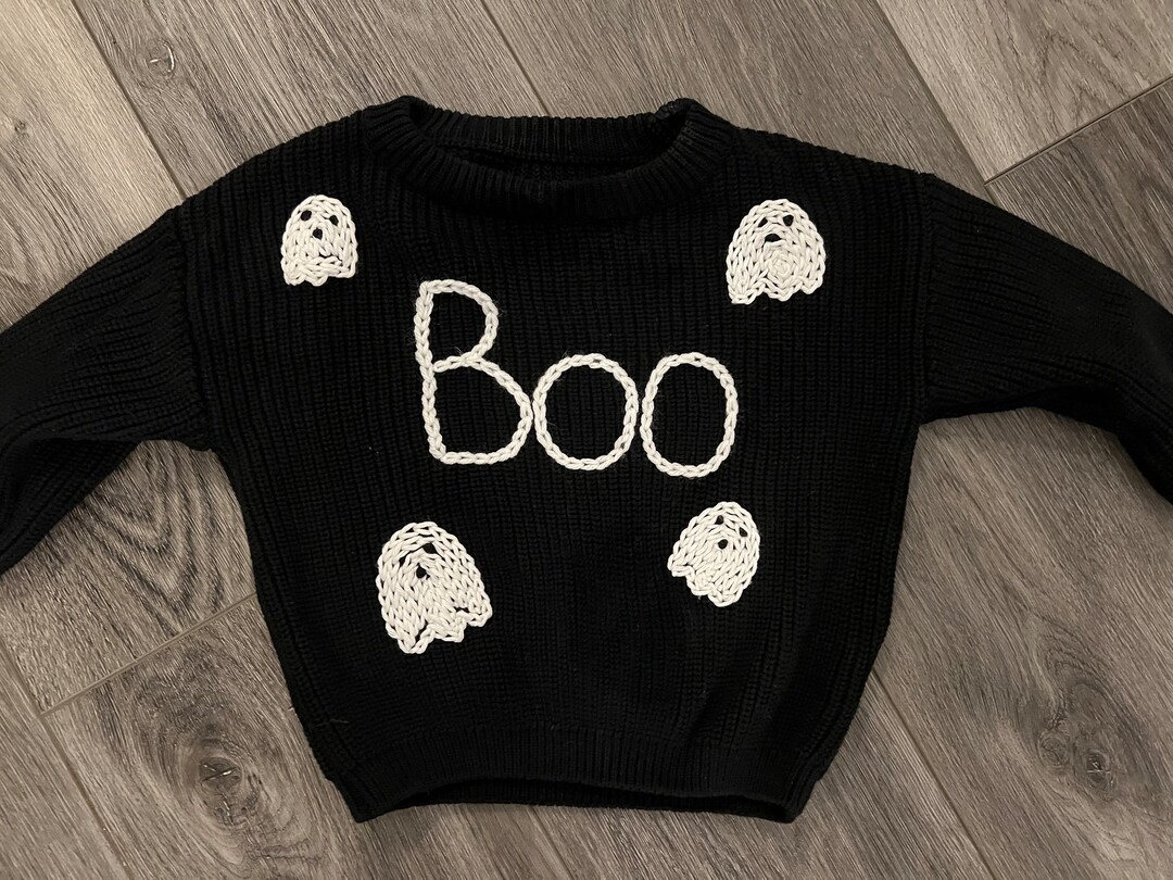 Glow in the Dark Ghosts/halloween Hand Embroidered Knit Sweater - Etsy