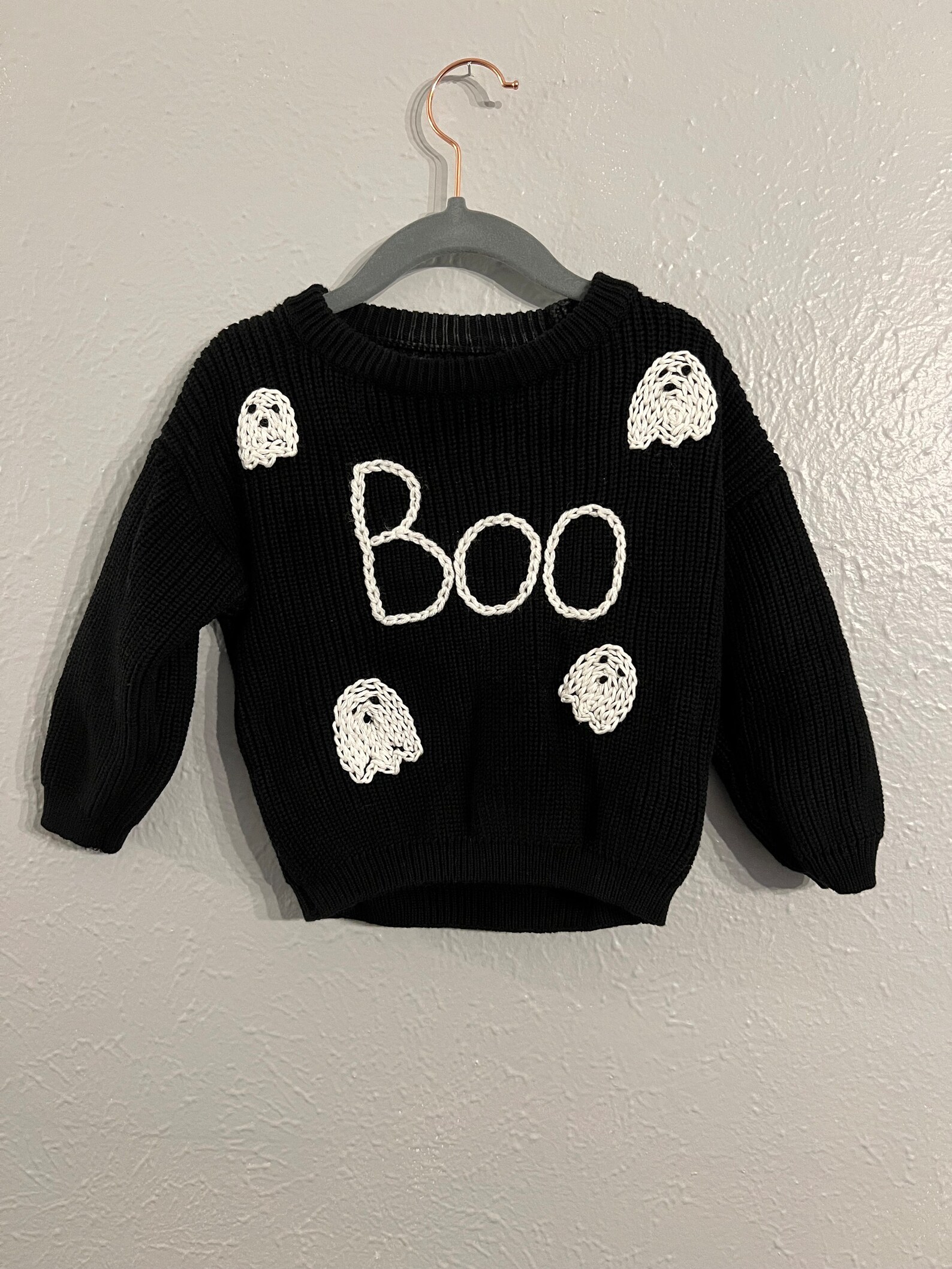 Glow in the Dark Ghosts/halloween Hand Embroidered Knit Sweater - Etsy