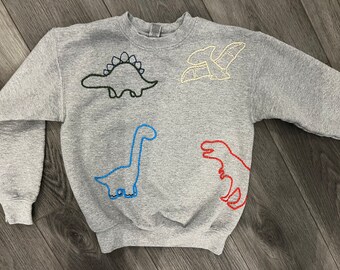Hand Embroidered Dinosaur Sweater - Etsy