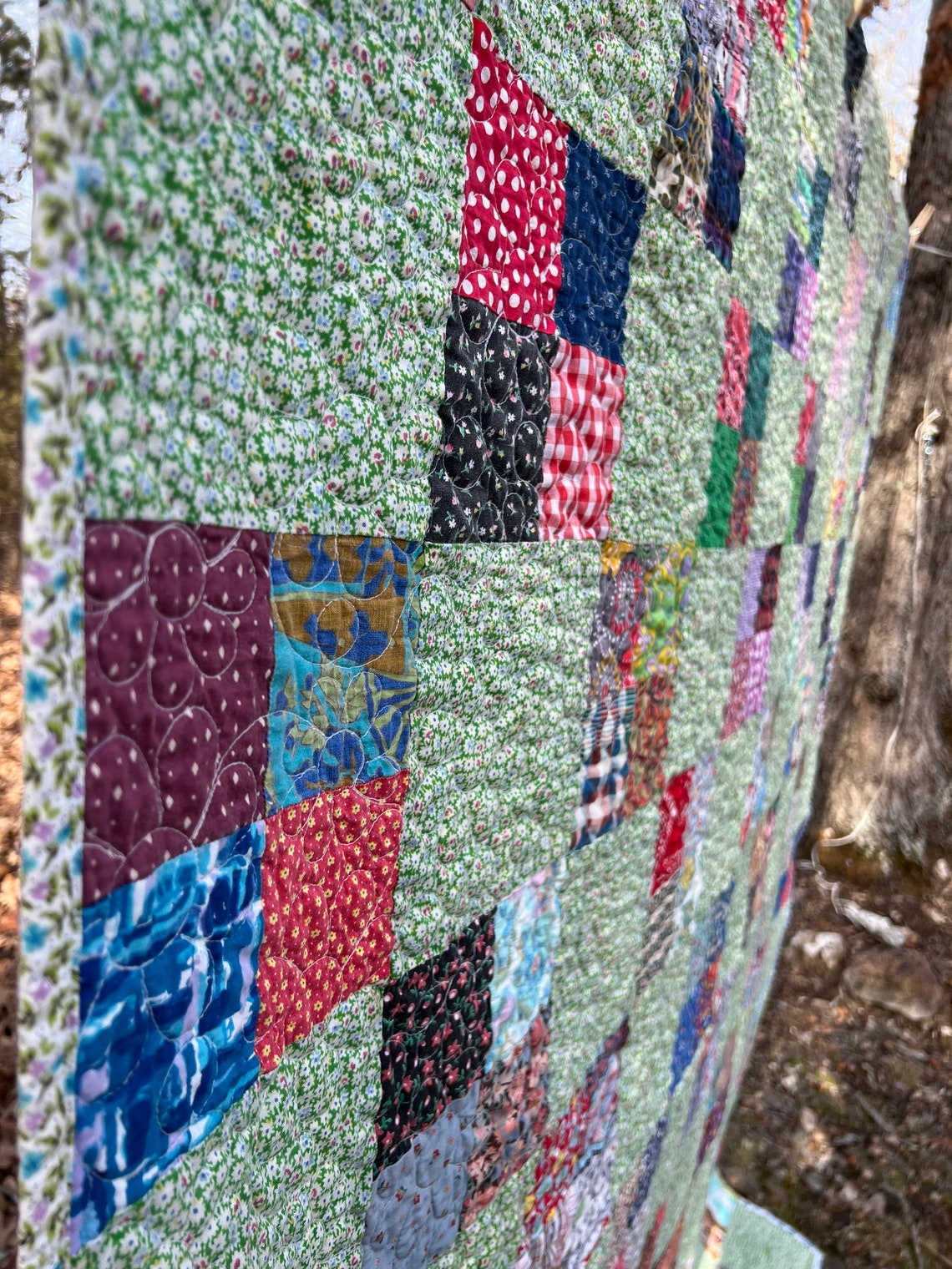 Vintage Calico and Patchwork Quilt Twin Size 66.5x77 - Etsy