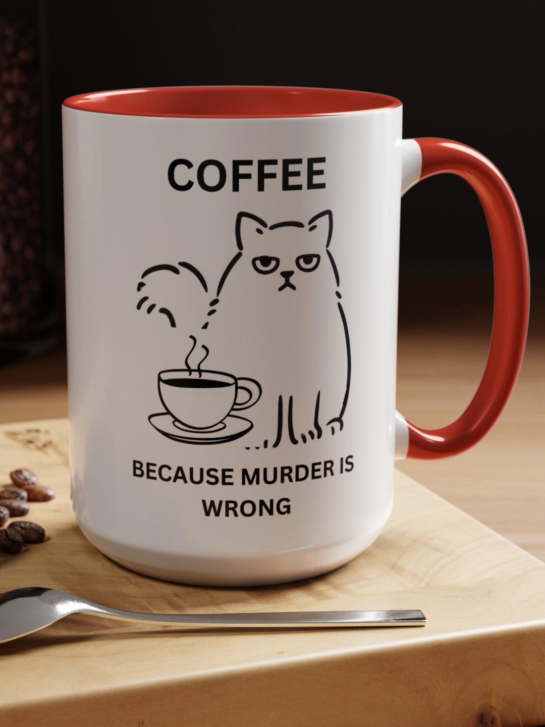 Coffee Mug, Coffee Murder Mug, Cat Mom Coffee Drinker Gift, Coffee ...