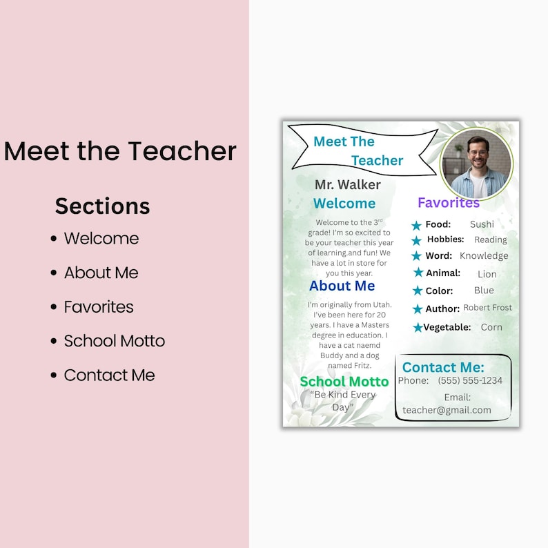 Editable Meet the Teacher Letter Template With Green Design (canva ...