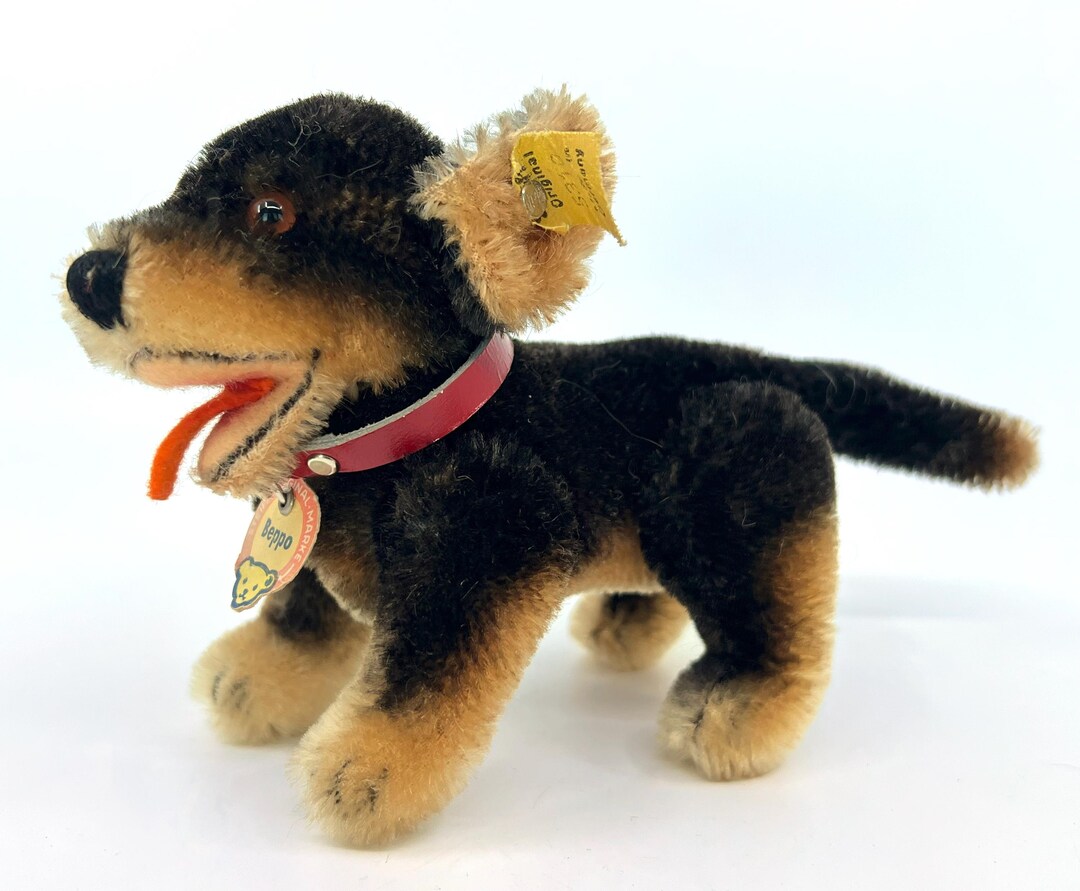 Steiff Beppo Dachshund Dog 1950s Jointed ID Button Tags Mohair 10 Cm 4 ...