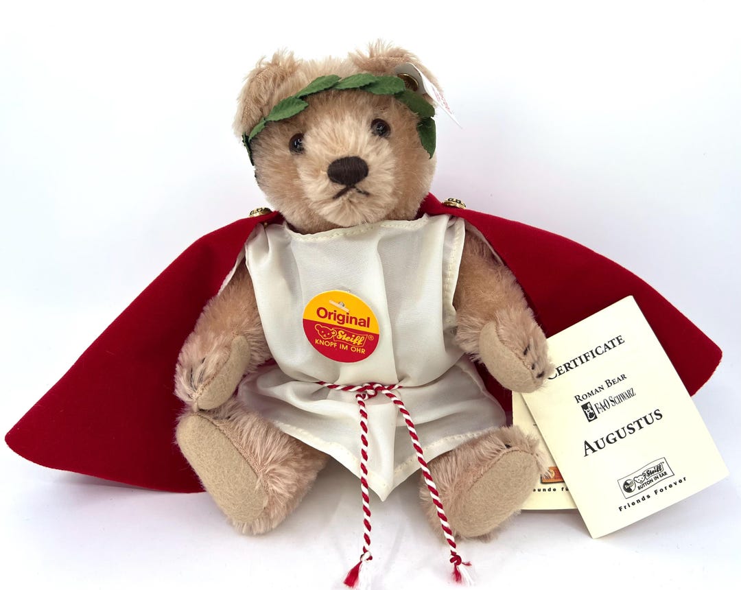 Steiff Augustus Roman Teddy Bear 1997 Limited Edition ID Button and ...