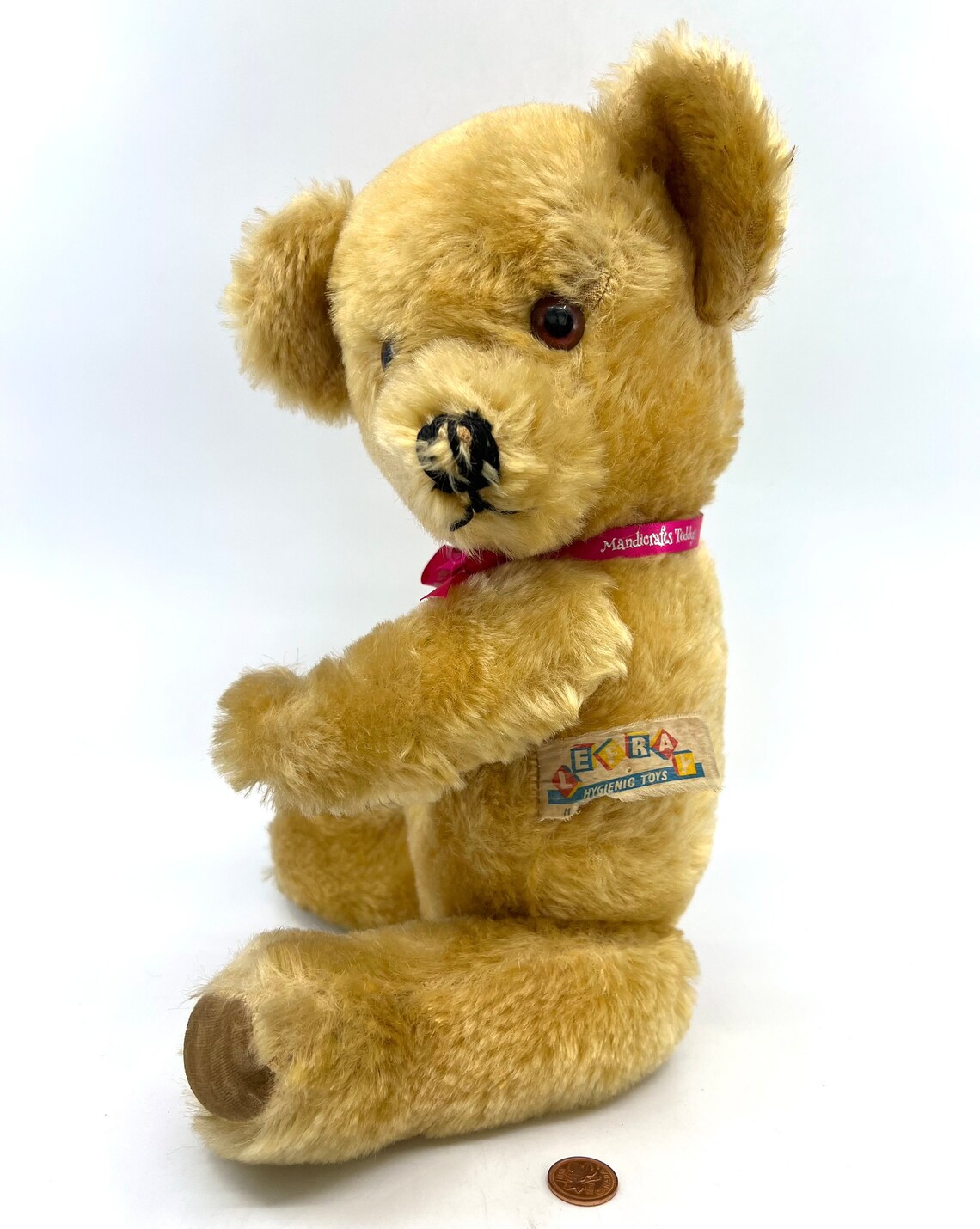 Lefray England Gold Mohair Plush Teddy Bear 1950s Seam Tag 41cm 16 ...
