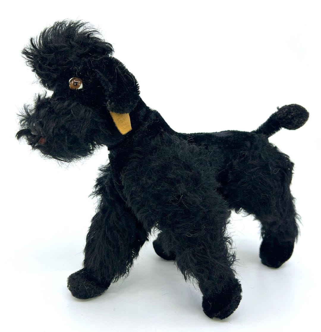 Steiff Snobby Poodle US Zone 1947 Black Mohair ID Button and Tags 22 Cm ...