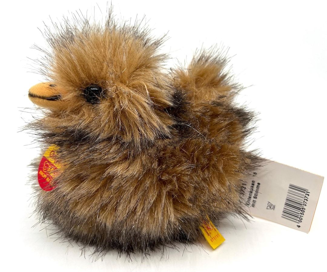 Steiff Fluffy Plush Duckling Duck 1990s ID Button and Tags Squeaker ...