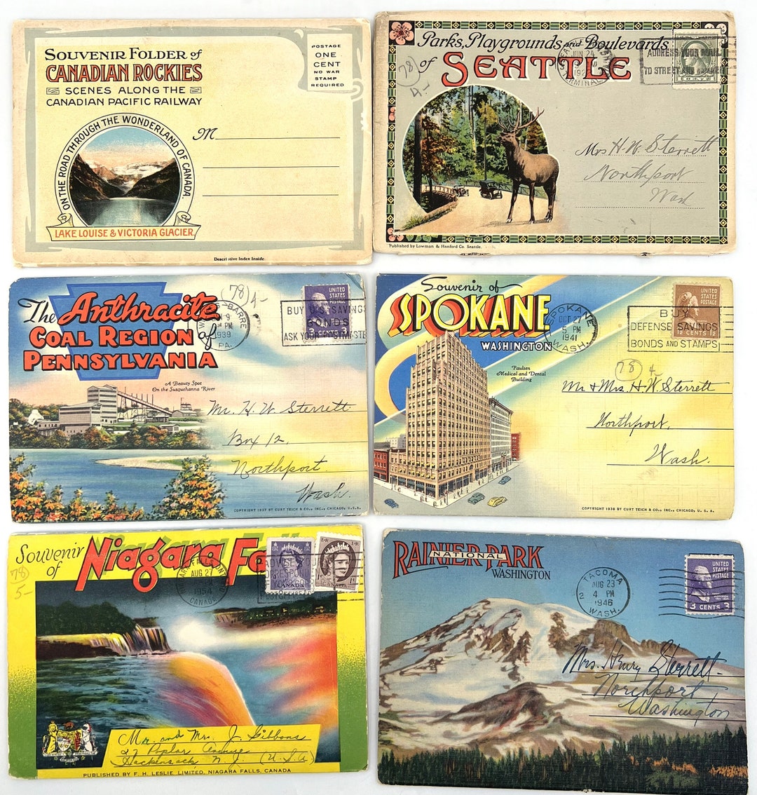 Foldout Postcard Lot of 6 Vintage 1920s to 1950s Spokane Niagara ...
