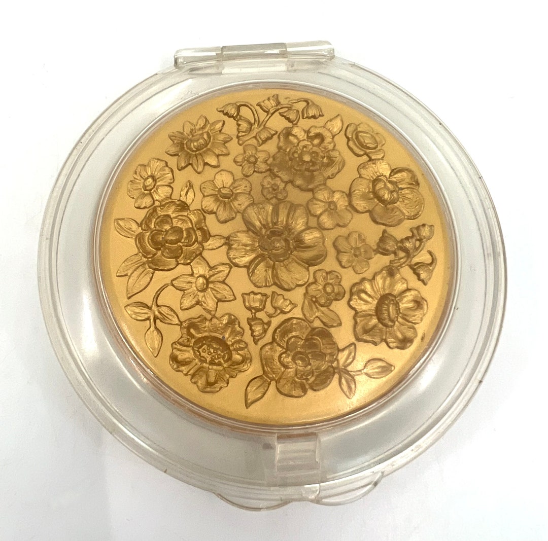 Mavco Clear Lucite Powder Compact 1940s Raised Gold Floral Encased in ...