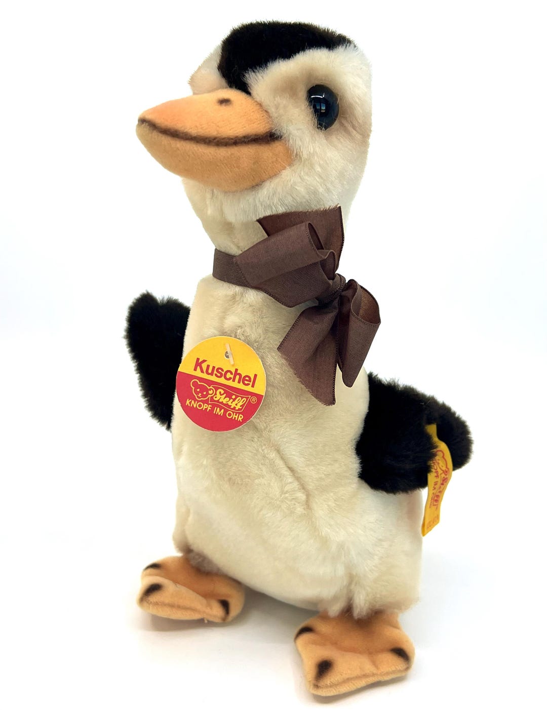 Steiff Kuschel Goose Cuddle Duck Plush 1989 ID Button and Tags Squeaker ...