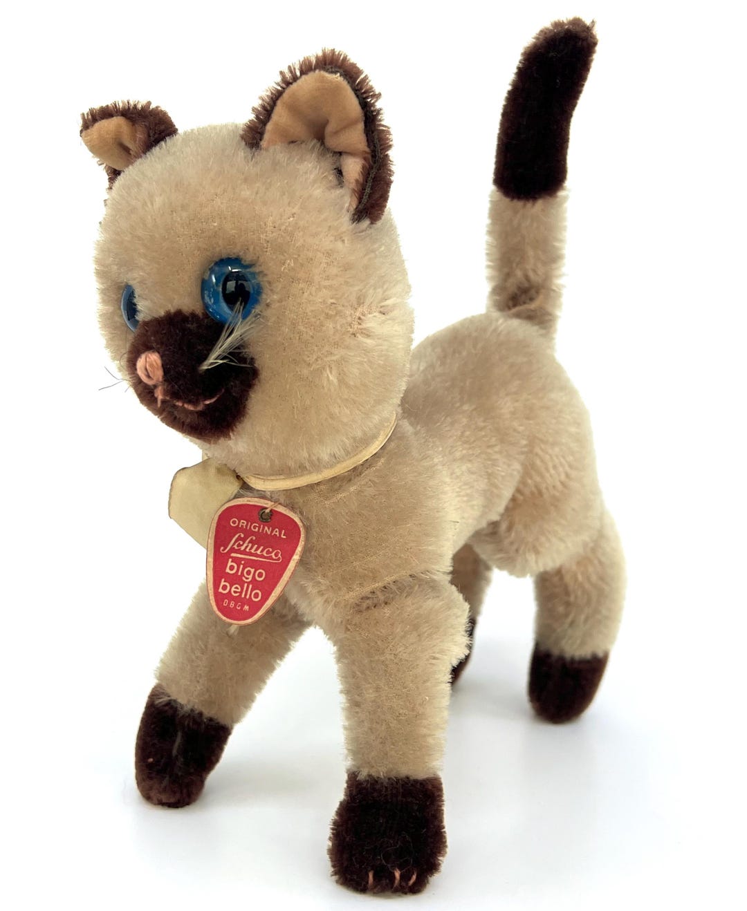 Schuco Simi Siamese Cat 1961 Squeaker ID Tag Mohair Plush Bigo Bello 22 ...