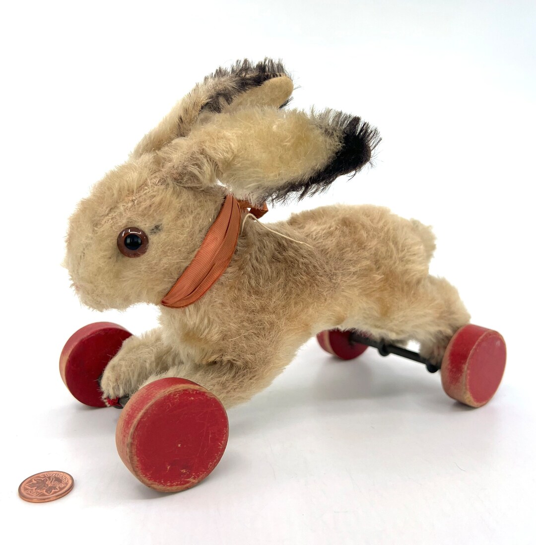 Steiff Germany Rabbit Pull Toy 1950s 17cm 7 Inches Mohair Eccentric ...