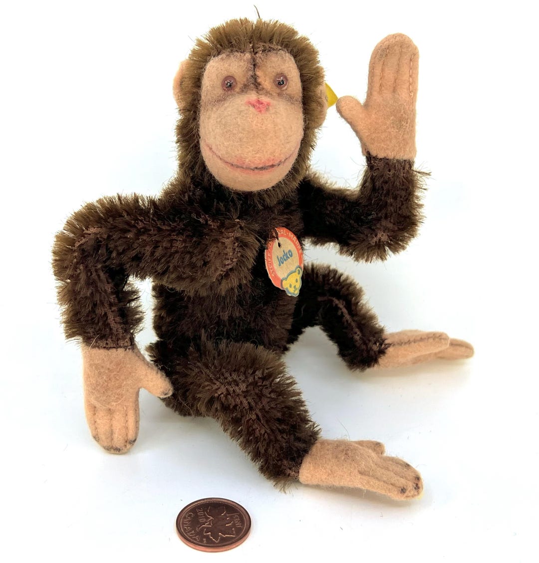 Steiff Jocko Chimp US Zone Tag ID Button 15 Cm 6 Inches Jointed Mohair ...