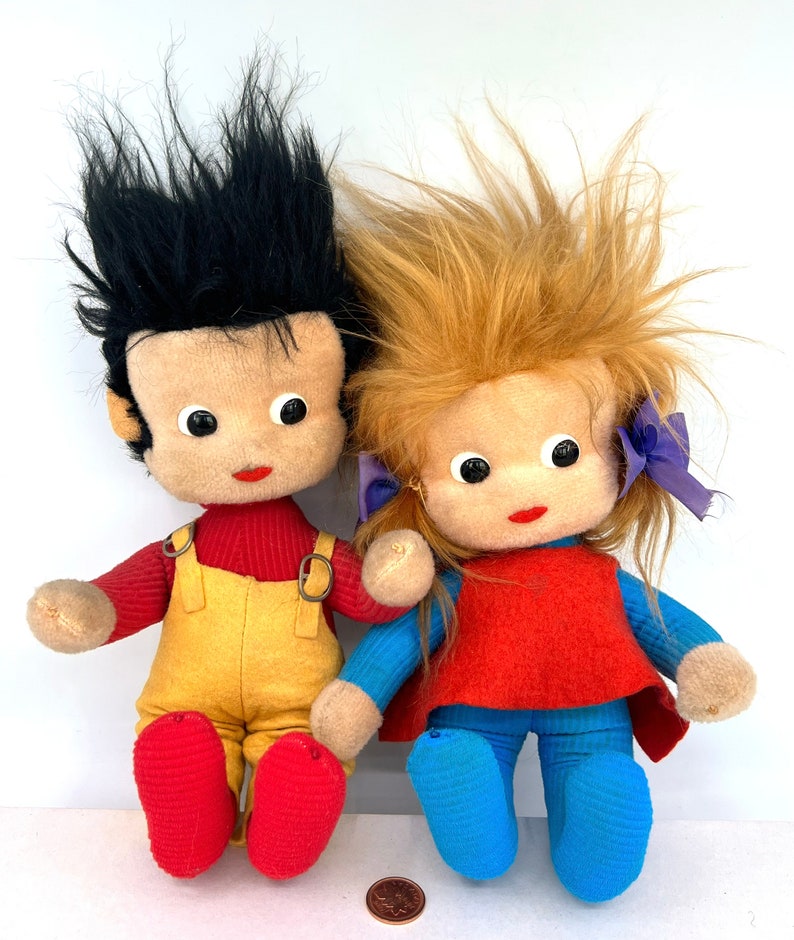 Schuco Doll Pair Patsy Girl Pit Boy Bigo Bello Dralon Plush and Fabric ...