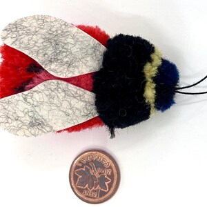 Steiff Woolen Red Bumblebee 1970s Bee ID Tag 6 Cm 2.25 Inches Wool Pom ...