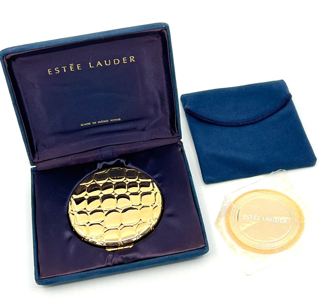 Estee Lauder Pressed Powder Compact 1988 Golden Alligator Full Puff ...