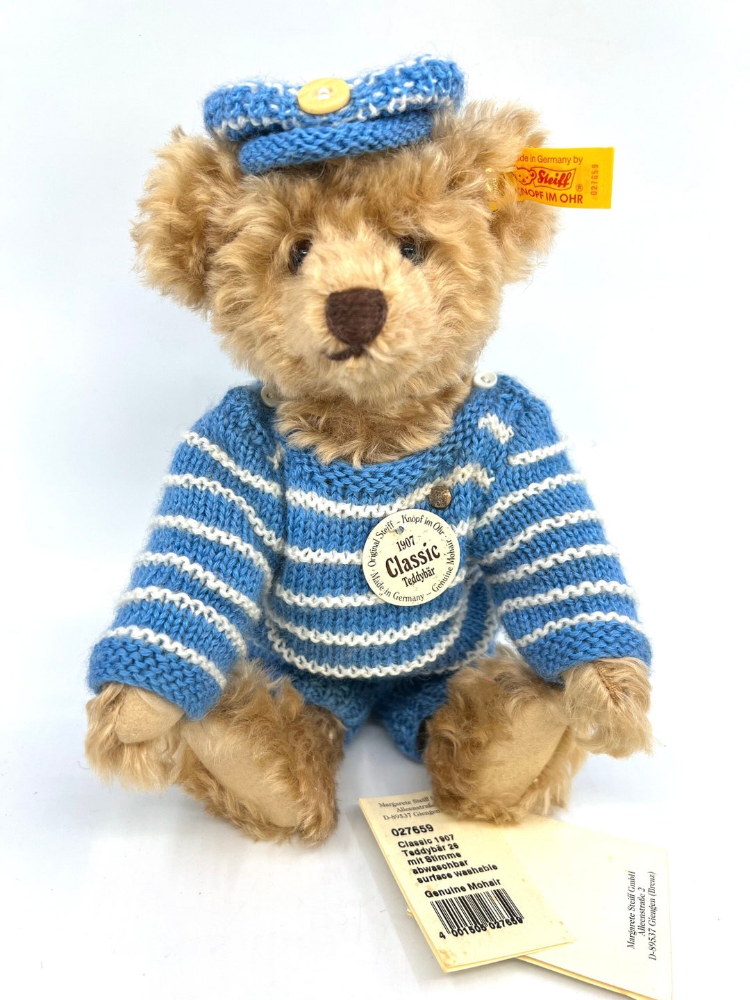 Steiff Cinnamon 1907 Classic Teddy Bear 1996 Mohair ID Button Tags 26cm ...