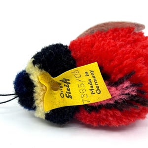 Steiff Woolen Red Bumblebee 1970s Bee ID Tag 6 Cm 2.25 Inches Wool Pom ...