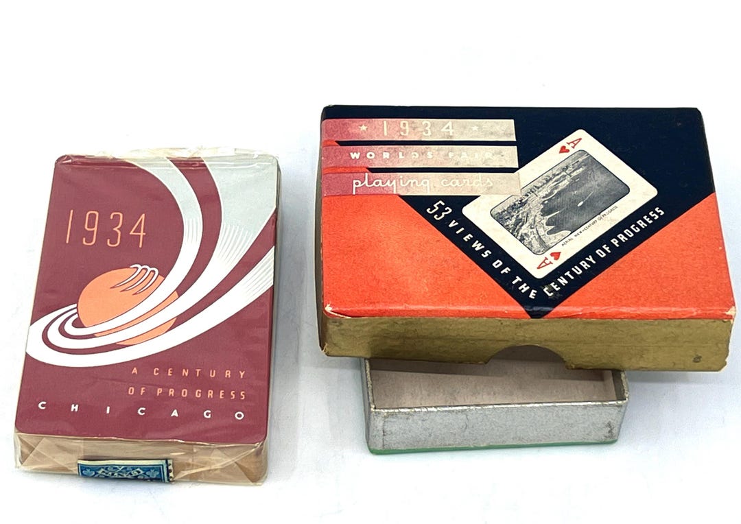 Playing Cards Chicago 1934 Worlds Fair 53 Scenic Views Boxed SEALED ...