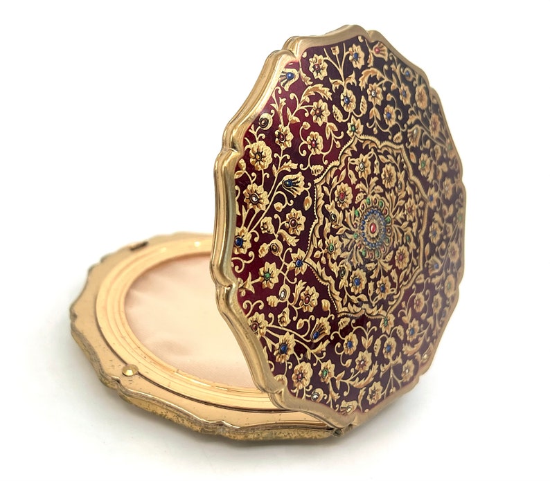 Stratton Powder Compact 1960s Enamel Persian Floral Convertible Sifter ...