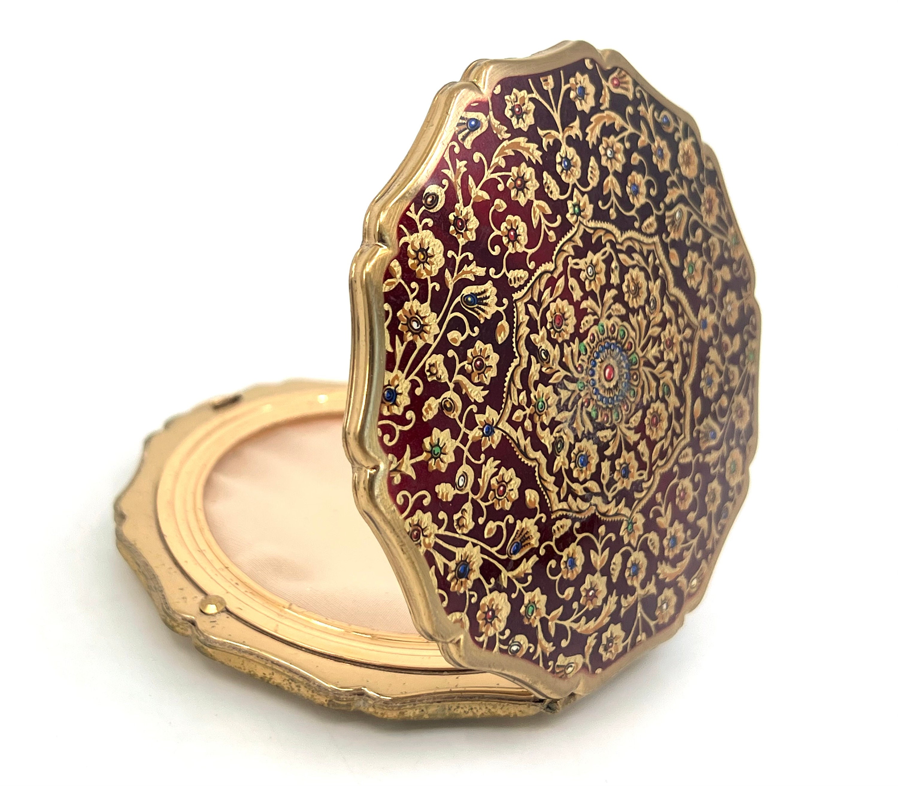 Stratton Powder Compact 1960s Enamel Persian Floral Convertible Sifter ...