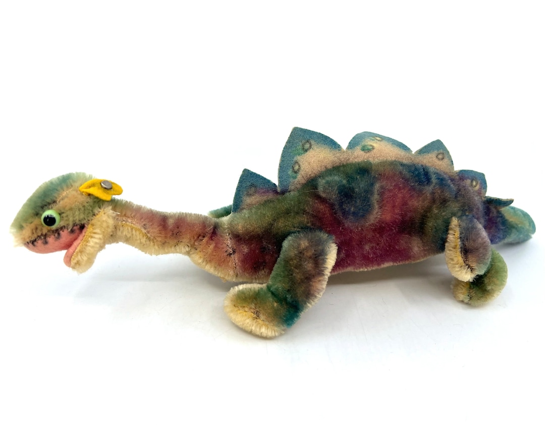 Steiff Dinos Dinosaur Stegosaurus 1958 -59 Mohair Plush ID Button 12cm ...
