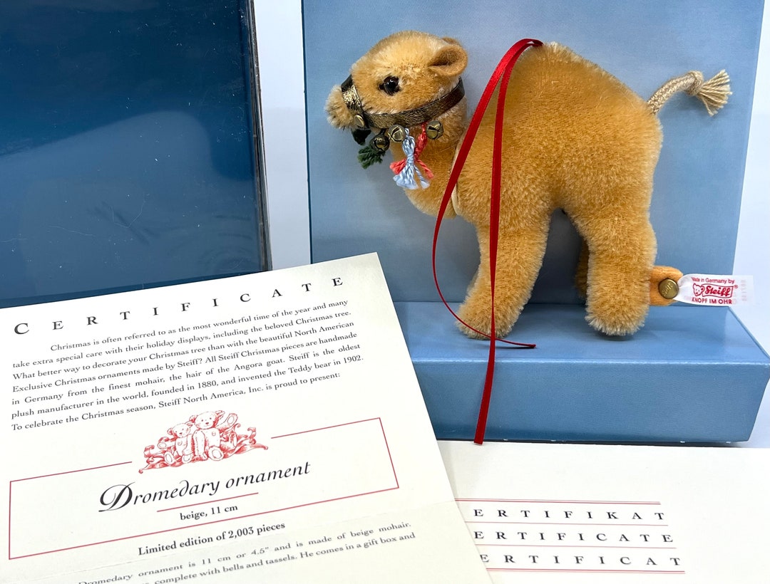 Steiff Dromedary Camel 2003 Tree Ornament Limited Edition ID Button Tag ...