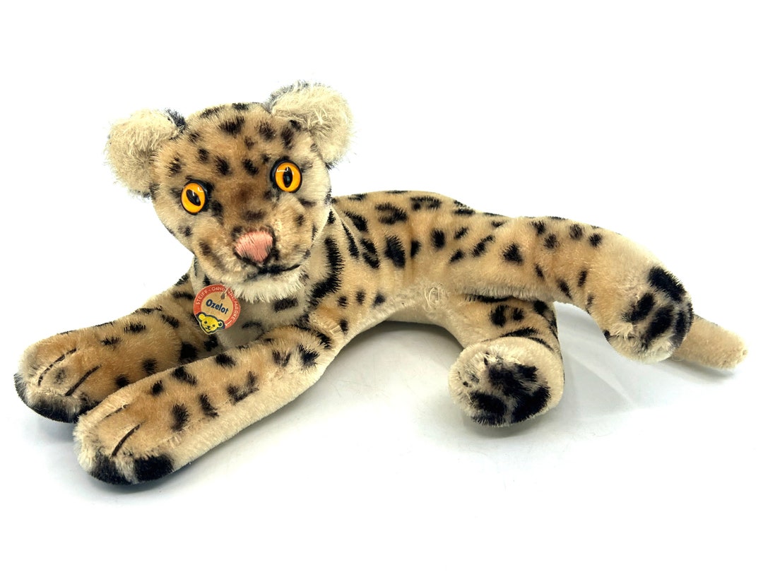 Steiff Ocelot Cat Lying 1964 ID Chest Tag Mohair Plush 17 Cm 7 Inches ...