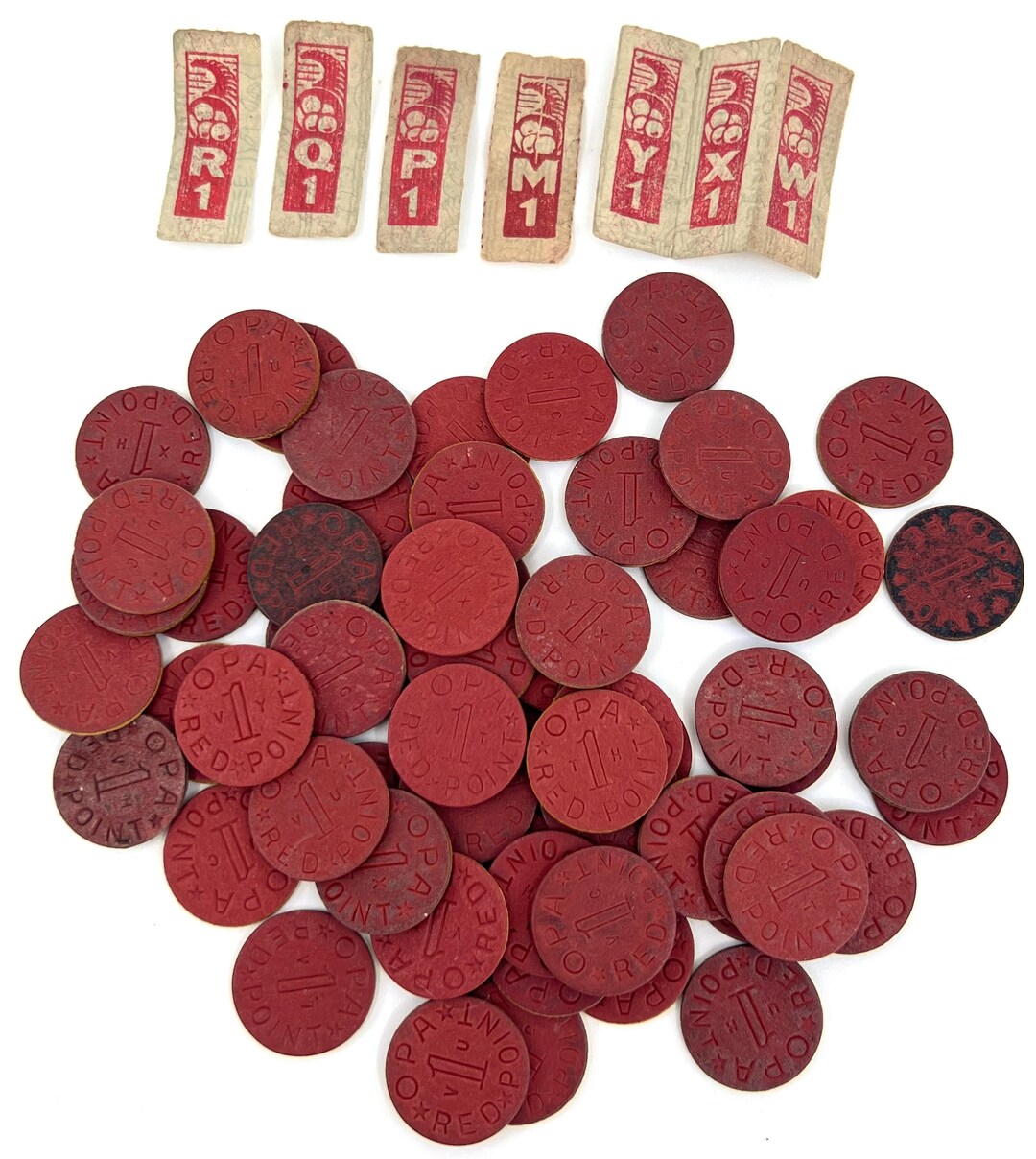 Ration Token OPA WW2 Red Point Vulcanized Fiber Celluloid Lot of 61 and ...