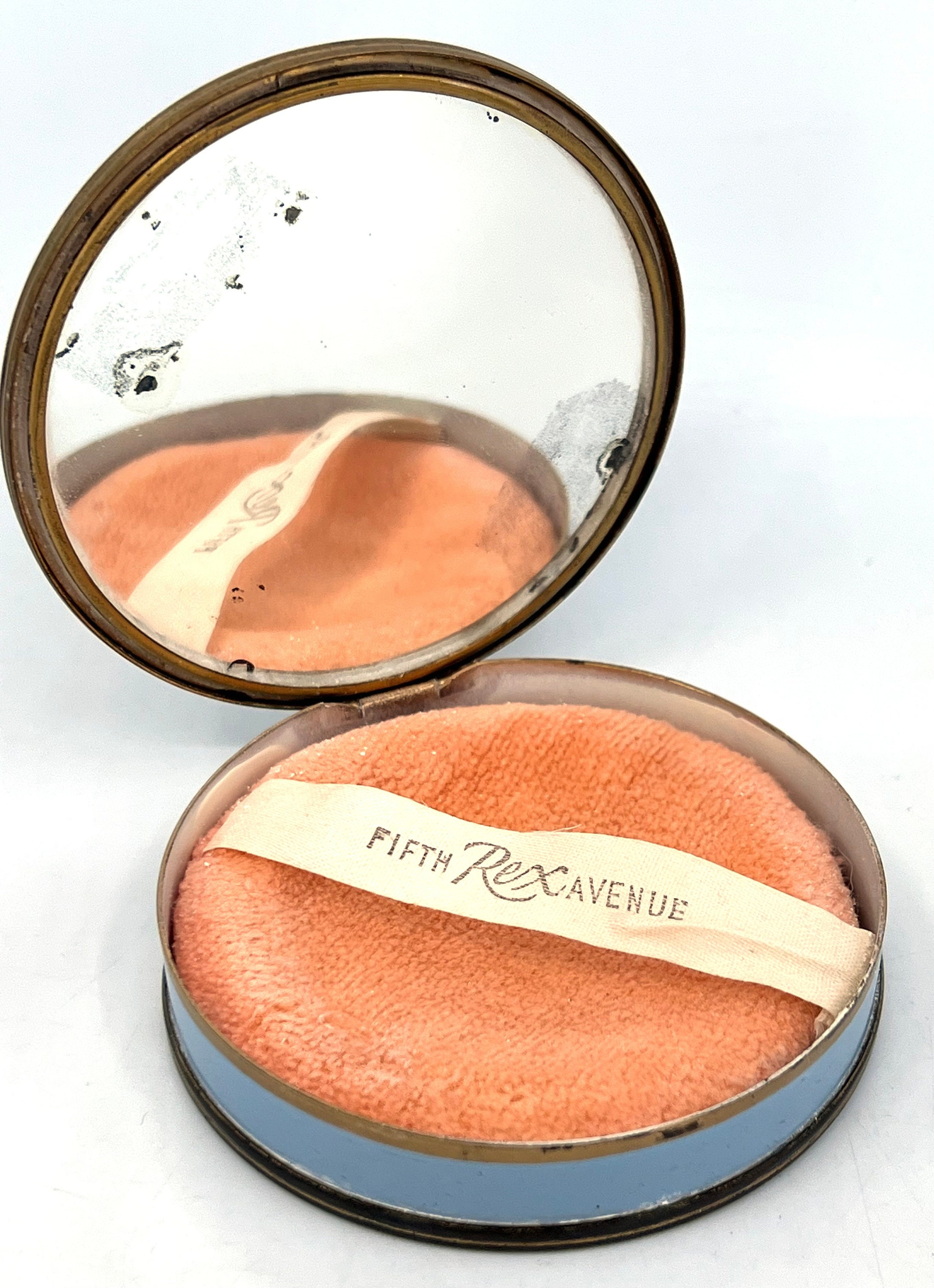 Rex Fifth Avenue 1940s Powder Compact Baby Blue Guilloche Enamel With ...