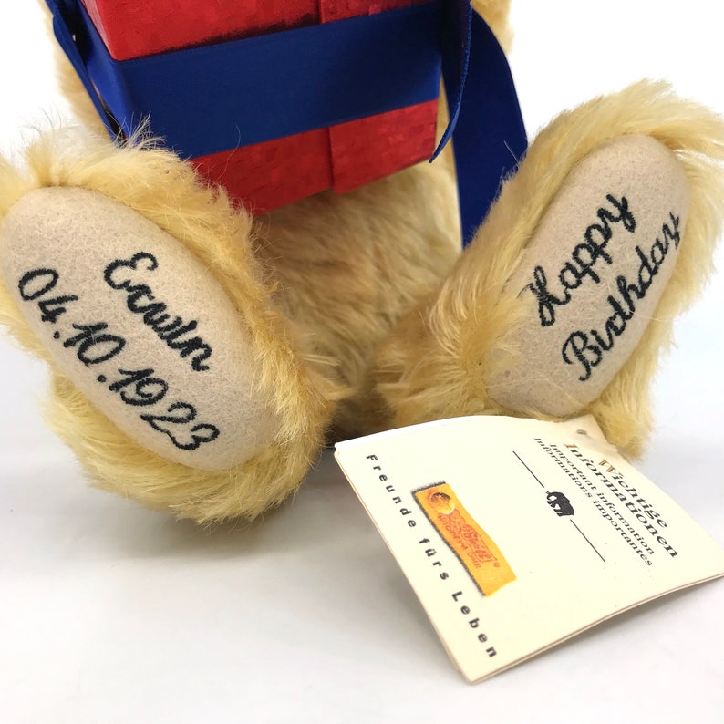 Steiff Germany Happy Birthday Teddy Bear Mohair Plush 2001 ID Button ...