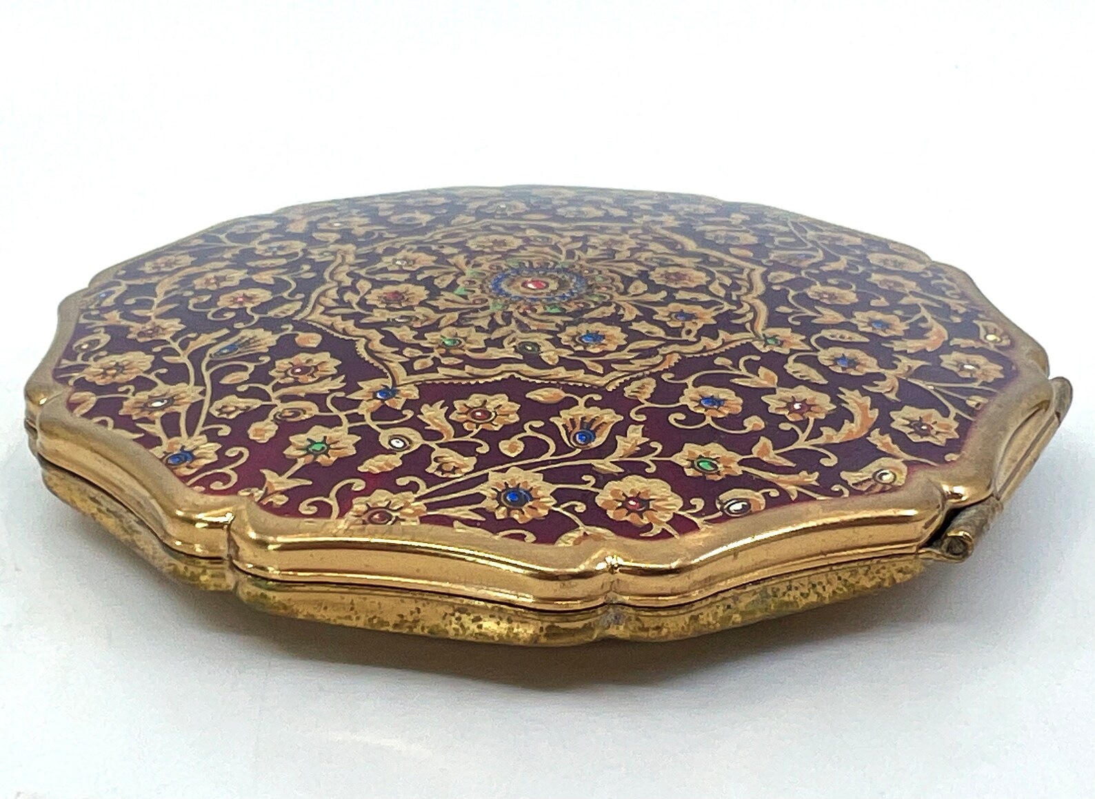 Stratton Powder Compact 1960s Enamel Persian Floral Convertible Sifter ...