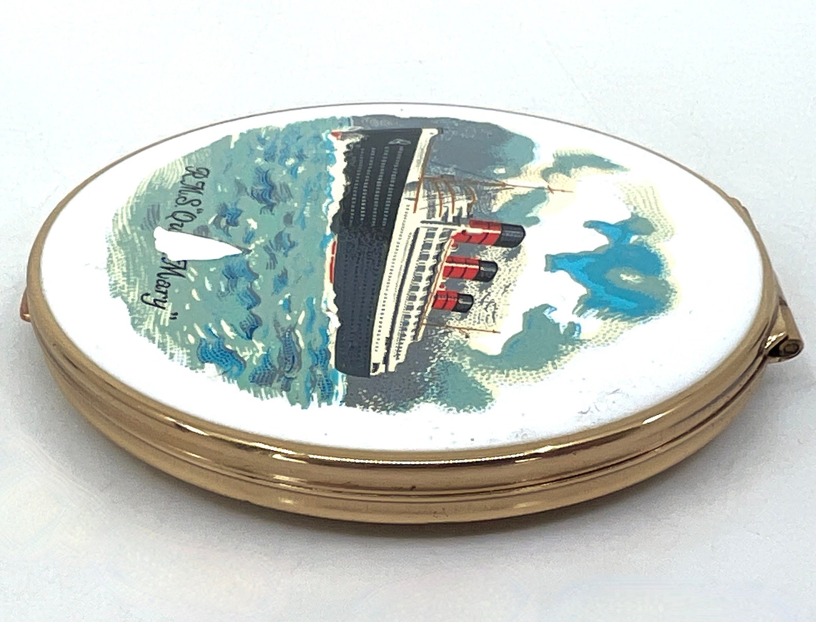 Stratton Powder Compact RMS Queen Mary Ship 1960s Unused With Miladys ...