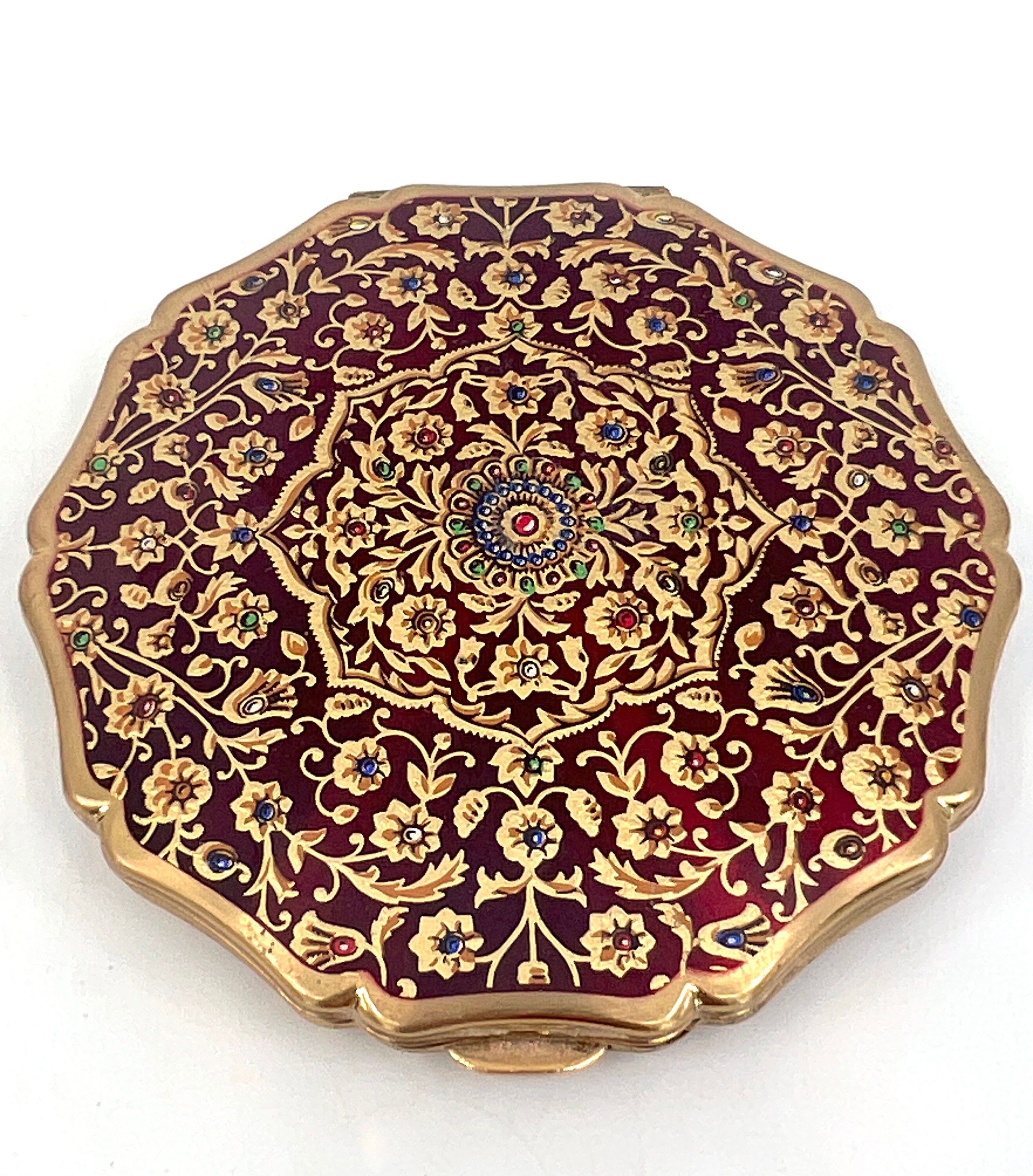 Stratton Powder Compact 1960s Enamel Persian Floral Convertible Sifter ...