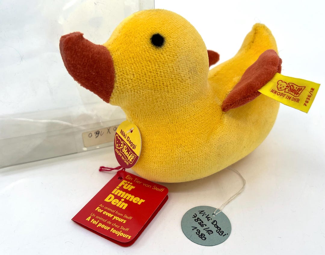 Steiff Niki Daggi Duck Official Archive Sample 1980 ID Tags 12 Cm 5 ...