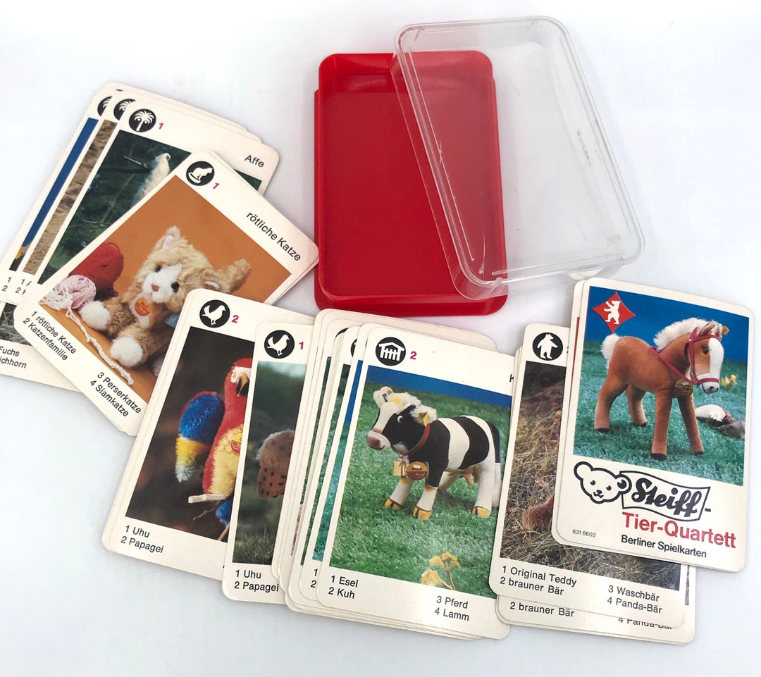 Fun Vintage Game Steiff Tier Quartett Playing Card Set Animals Toys ...