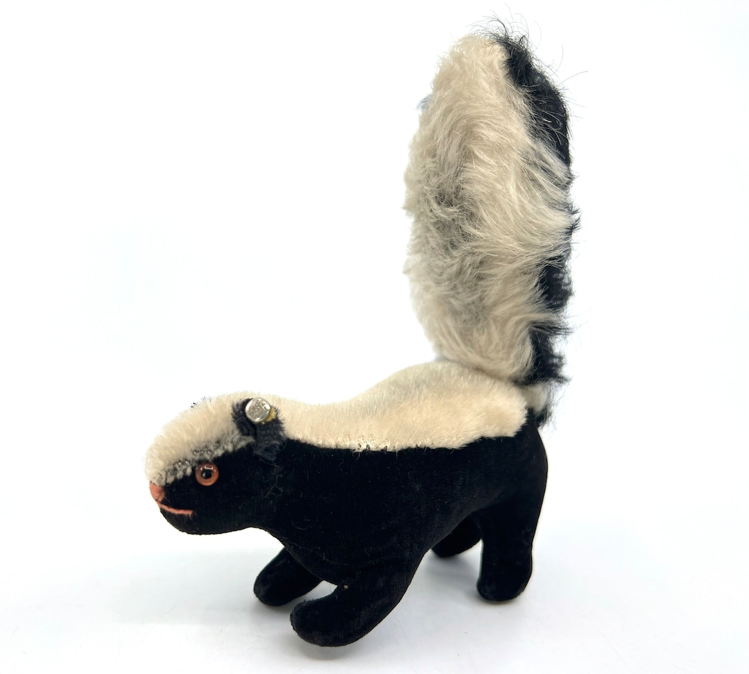 Steiff Skunk 1962 Mohair Plush and Velvet ID Button 10cm 4in Glass Eyes ...