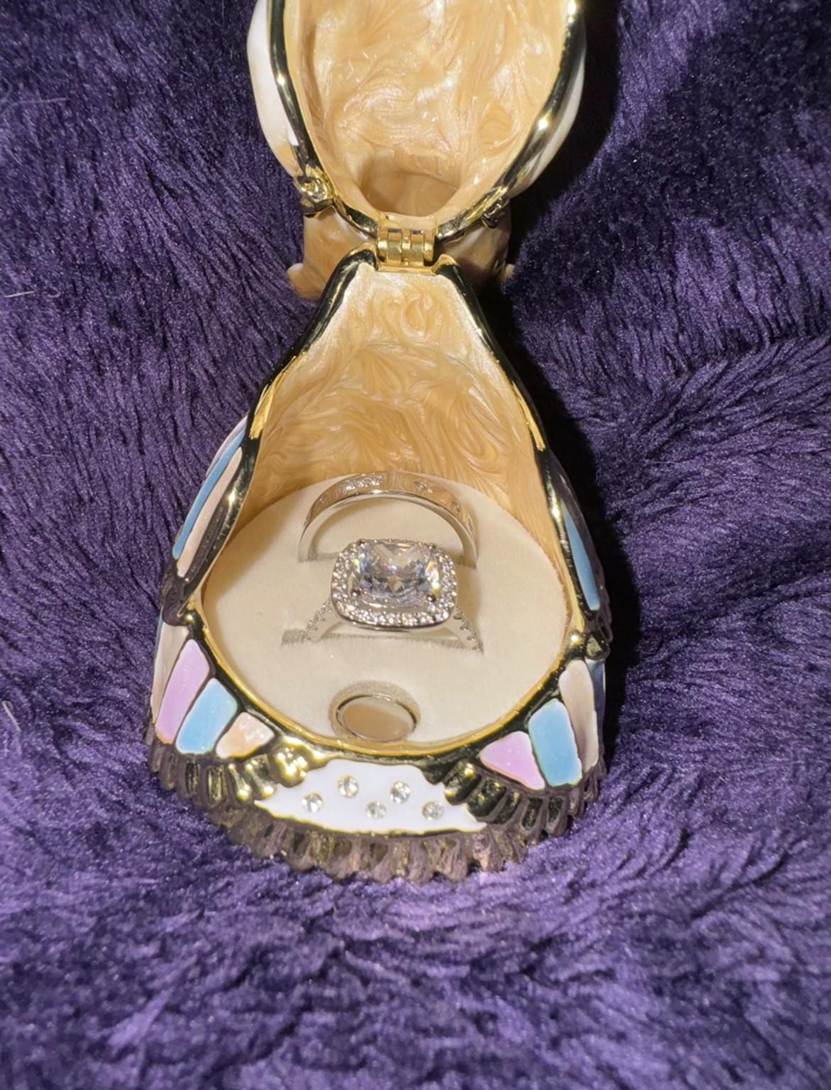 Handmade Cartoon Cat Enameled Wedding Ring Box/ Angel's Wedding Gift ...