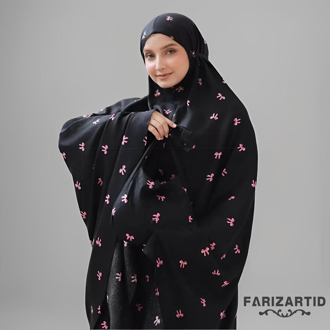 Chic Coquette Mukena With Ribbon Accent – Front Zipper, Muslim Prayer ...