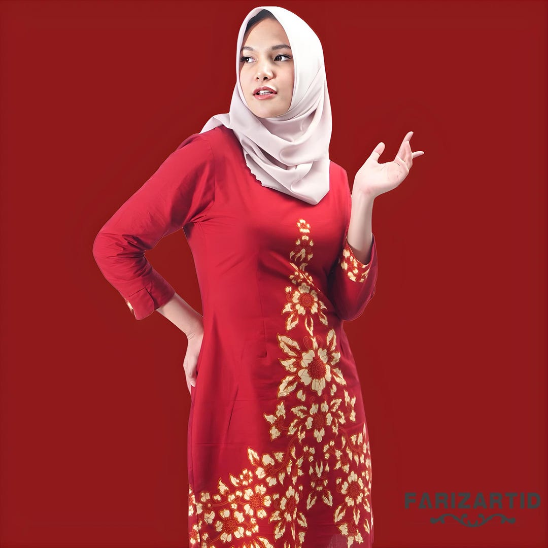 Elegant Red Batik Dress: Kama Design for Modern Women, Batik Dress ...