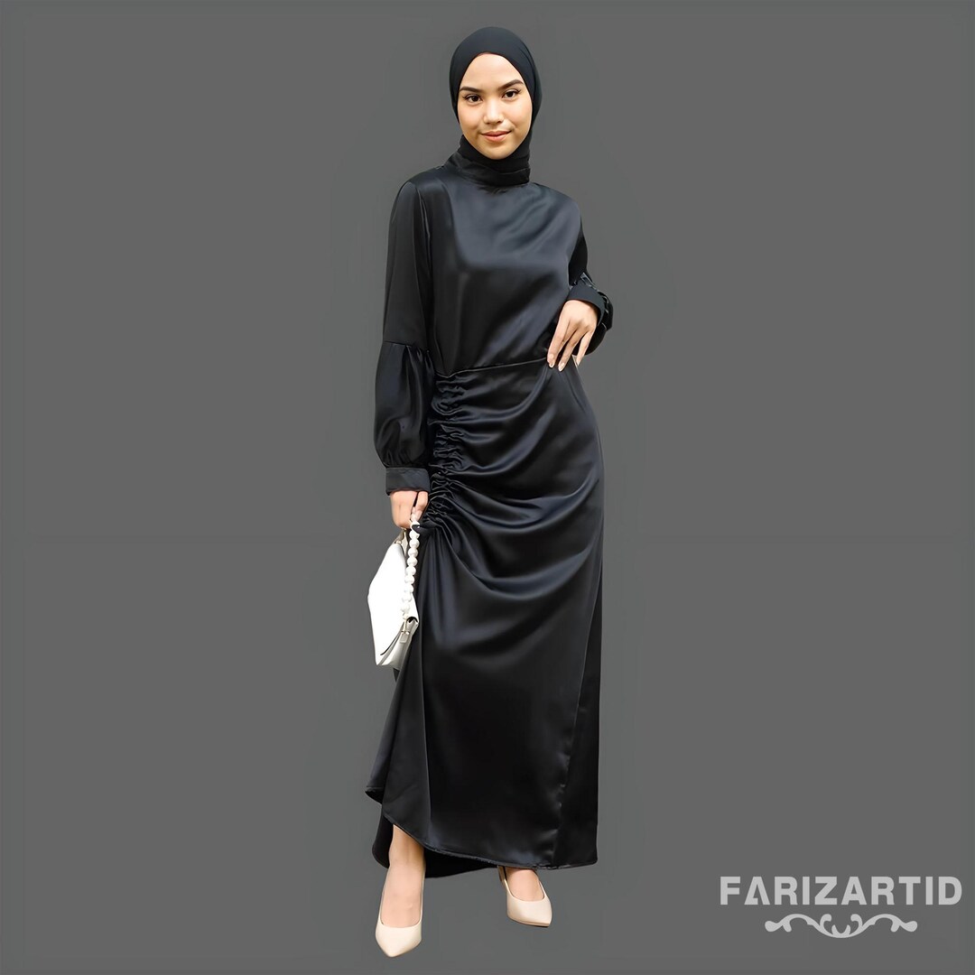 Aluna Modern Syari Dress – Elegant Maxi With Drawstring Detail ...