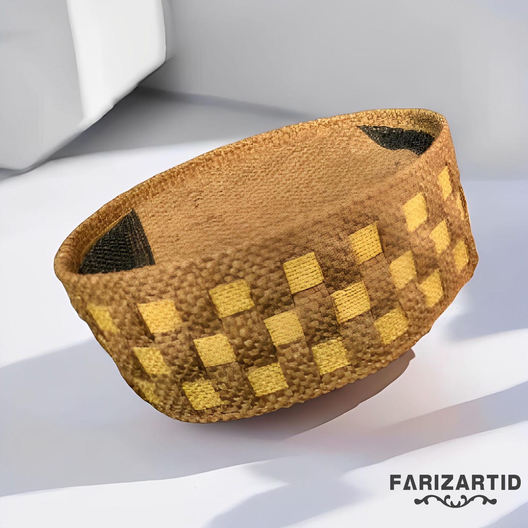 Handwoven Brown and Yellow Turmeric Peci Goni Traditional Headwear for ...