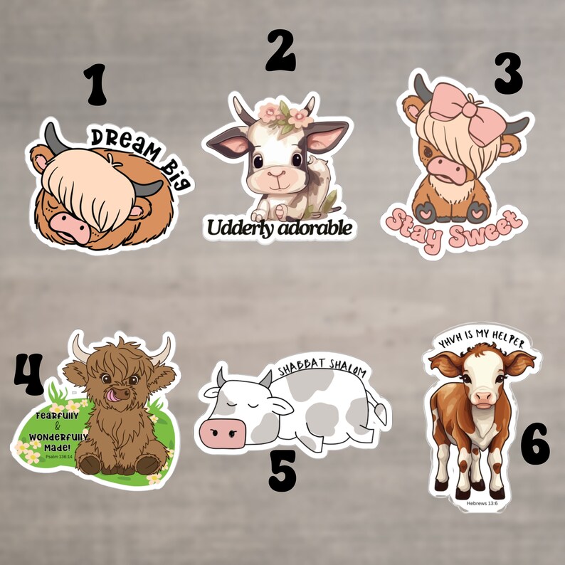 Inspiring Cow Bible Verse Stickers, Funny Highland Cattle Sticker for ...