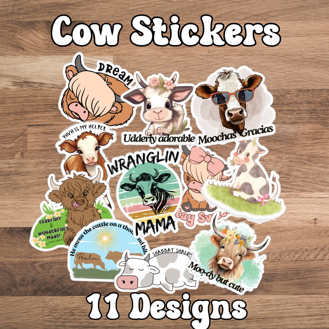 Inspiring Cow Bible Verse Stickers, Funny Highland Cattle Sticker for ...