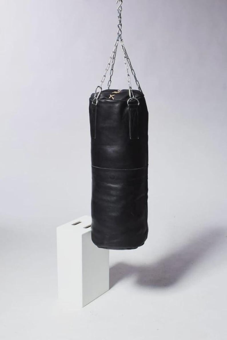 Vintage Leather Punching Bag for Gym & MMA Enthusiasts, Cowhide Boxing ...