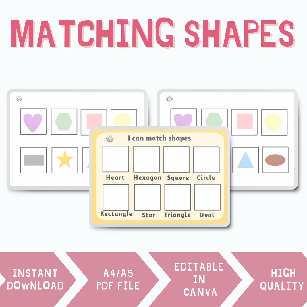 Shapes Matching Puzzle Learn the Shapes Activity for Preschool ...