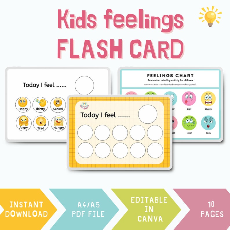 Feelings Flash Cards, Emotions Flashcards, Montessori Materials ...