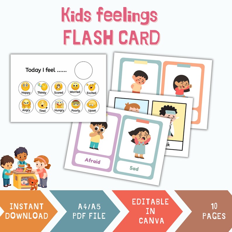 Feelings Flash Cards, Emotions Flashcards, Montessori Materials ...